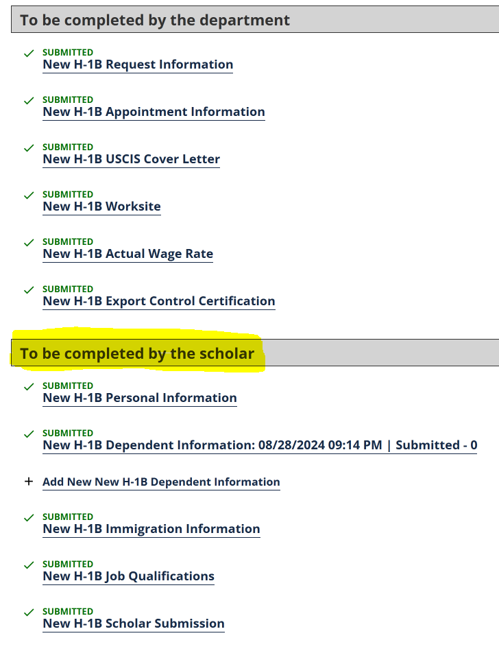 Department Instructions